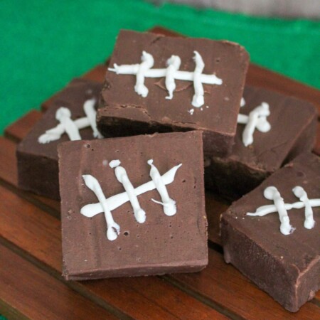Easy Chocolate Fudge With Football Lace Design • Bake Me Some Sugar