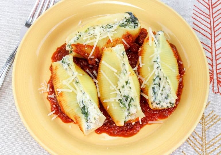 Easy Cheesy Stuffed Shells With Spinach • Bake Me Some Sugar
