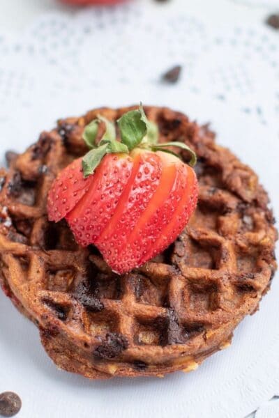 Keto Chocolate Chaffles With Strawberries Recipe • Bake Me Some Sugar