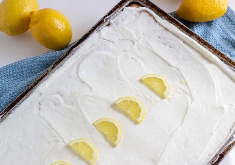 Sheet Pan Lemon Cake Recipe From Scratch with Cream Cheese Frosting ...