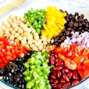 The Best Colorful Rainbow Bean Salad Recipe • Bake Me Some Sugar