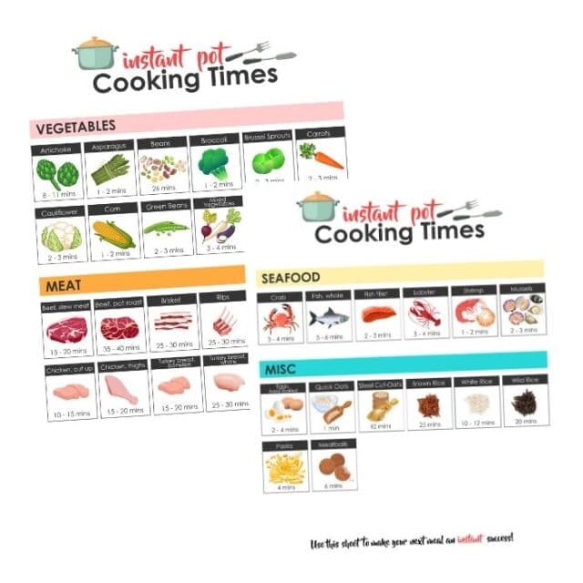 Cheat Sheet Instant Pot Cooking Times Printable • Bake Me Some Sugar