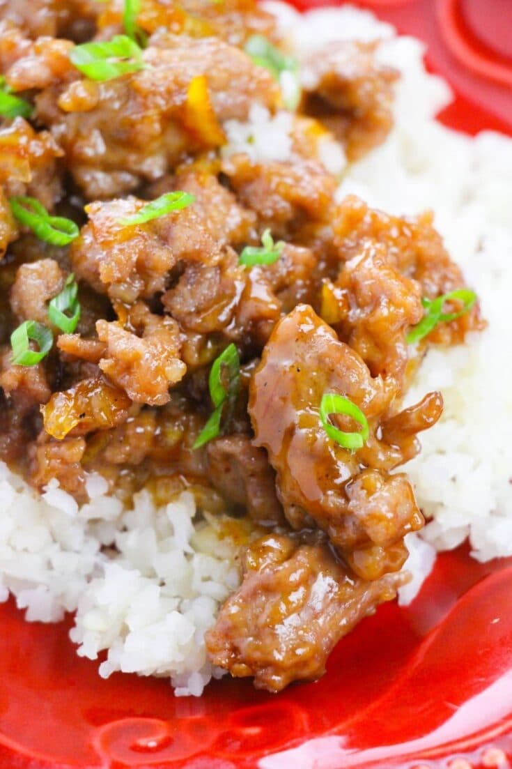 30 Minute Ground Orange Chicken Recipe • Bake Me Some Sugar