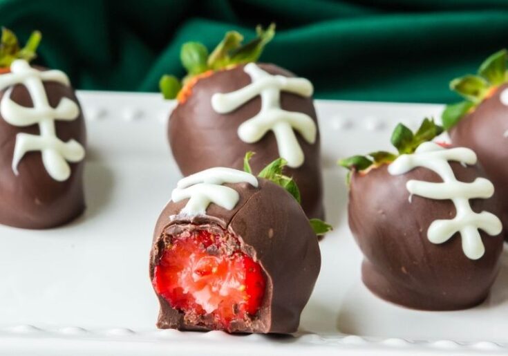 Easy Game Day Football Strawberries • Bake Me Some Sugar