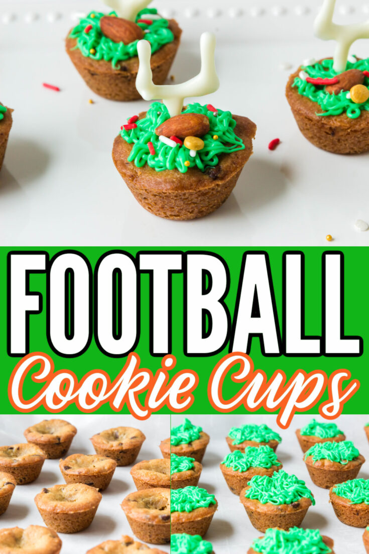 Quick Football Cookie Cups Dessert • Bake Me Some Sugar
