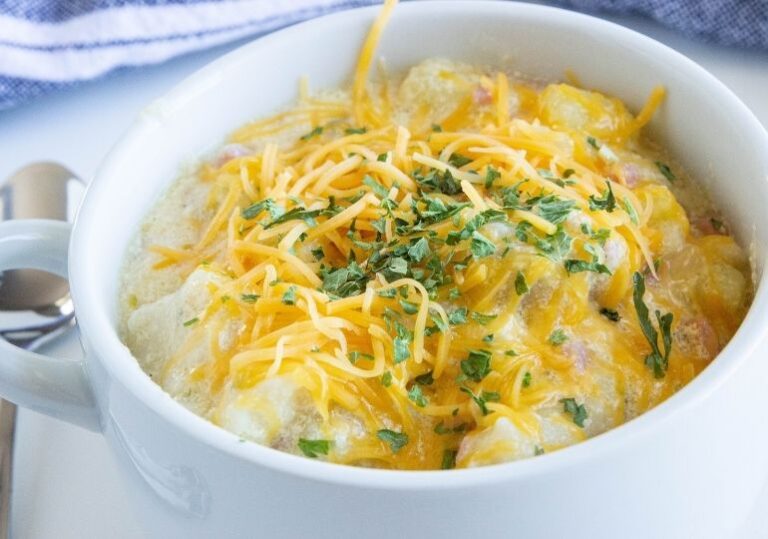 Cheesy Ham Knoephla Soup - Potato Dumpling Soup • Bake Me Some Sugar