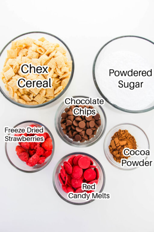 Chocolate Strawberry Puppy Chow Recipe • Bake Me Some Sugar