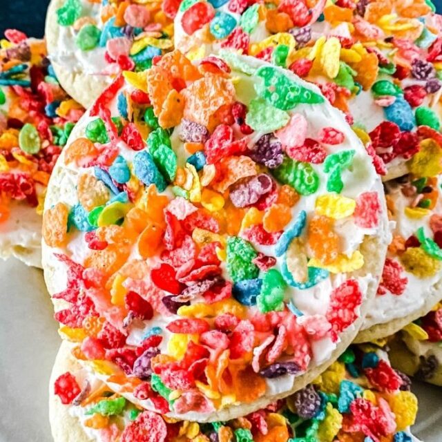 Fruity Pebble Cereal Cookies - Bake Me Some Sugar